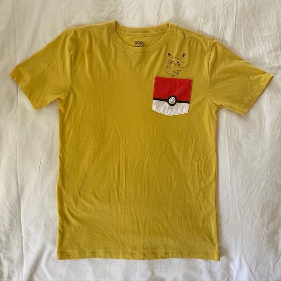 Pokemon | Tops | Pokemon Yellow Pikachu Pokeball Graphic Pocket Short ...